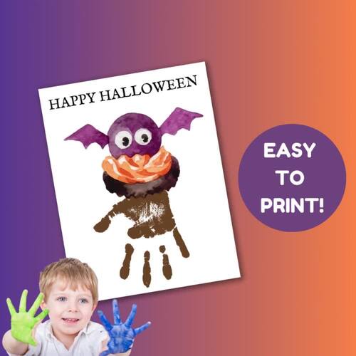 Template Handprint Craft | Halloween Bat Craft Preschool | Halloween ...
