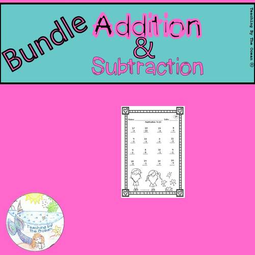 Addition and Subtraction to 20 Fact Fluency Worksheets - Valentine's Day