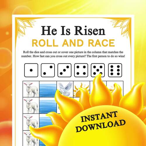 He Is Risen Roll and Race Game | Easter Christian Group Activity