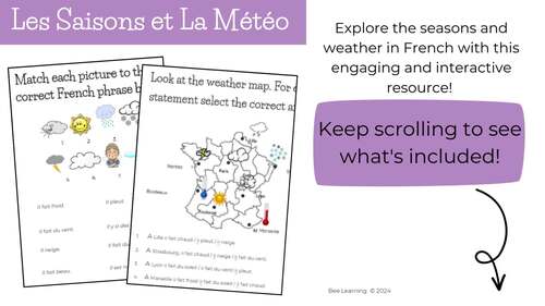 French Seasons & Weather – Les Saisons et La Vie Saine Worksheets