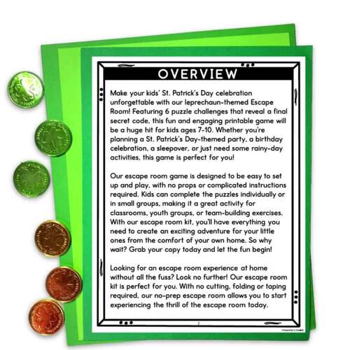 St. Patrick's Day Printable Escape Room Fun Puzzles NO PREP Print and Go!