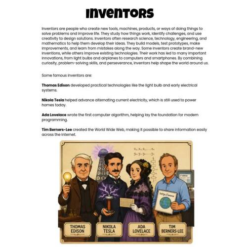 Inventor Science Career Exploration & Famous Scientist Research Project