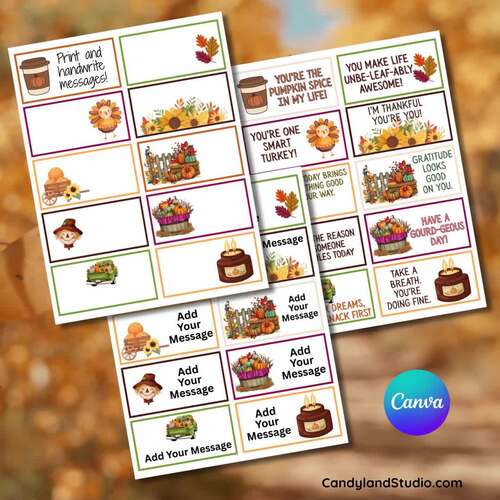 Fall Classroom Notes + Canva Template, Autumn Gratitude Kindness Cards