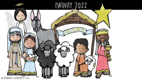 Nativity clip art 2022, Christmas clip art COMBO PACK by Melonheadz Clipart
