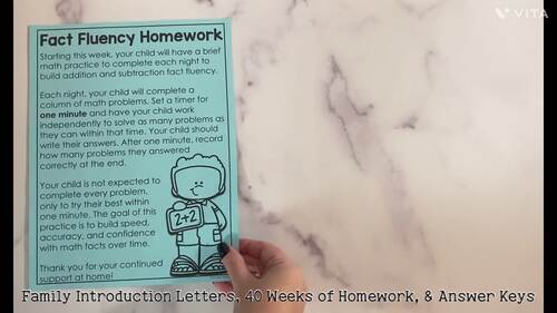 Addition and Subtraction Within 10 Homework Full Year Fluency Practice ...