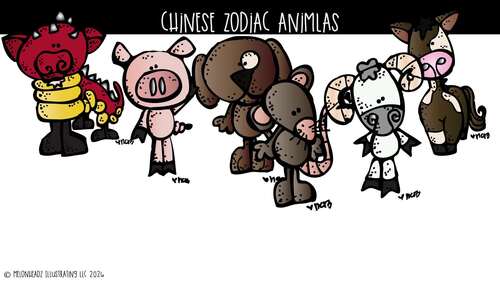 Chinese zodiac animals clip art, lunar, astrological COMBO PACK | TPT