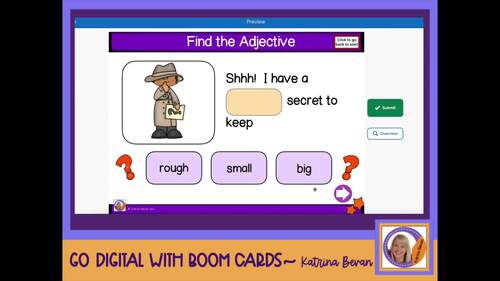 Boom™ Cards: Find the Adjective for speech therapy by Katrina Bevan
