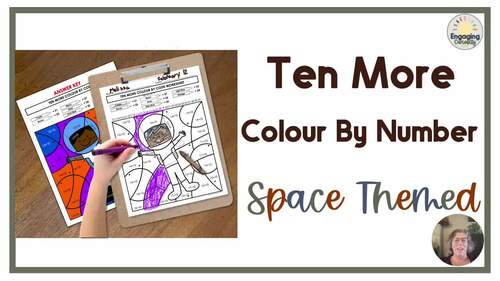 Space Theme Ten Less Color-by-Number Math Coloring Sheets for Morning ...