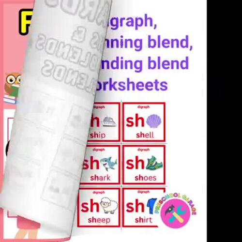 Phonics Flashcards: 8 Digraphs, 21 Beginning Blends, and 13 Ending Blends