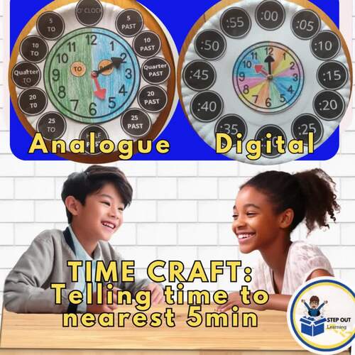 Clock craft & worksheet: Telling time to 5 min - 3rd grade math ...