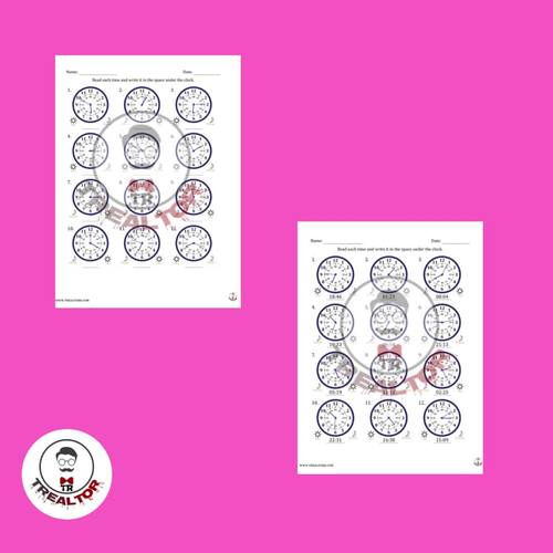 Time Worksheets Fun Math Clock Activities With Answers Bundle Telling Time
