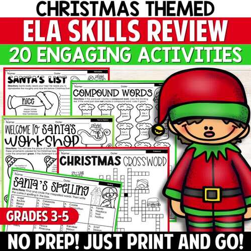 Christmas Reading & Language Arts Worksheets Winter ELAR Activities 3rd ...