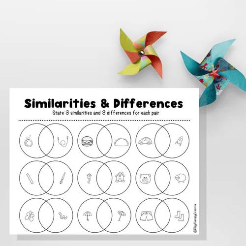Similarities & Differences / Compare & Contrast Worksheet for Speech & Language