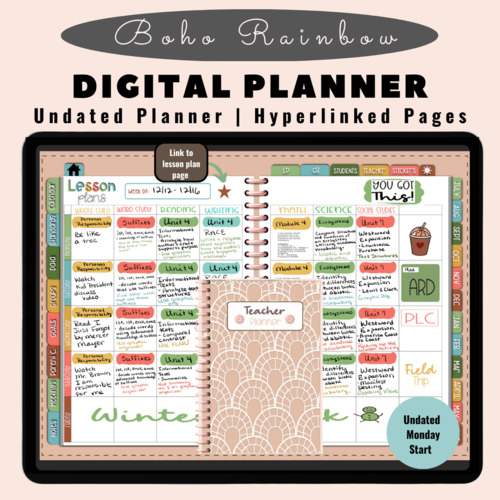 Undated Digital Teacher Planner - Rainbow (Landscape) SALE 50% OFF ...