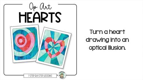 Op Art Heart Drawing • & Valentine's Day Coloring Pages • Elementary Art Lesson