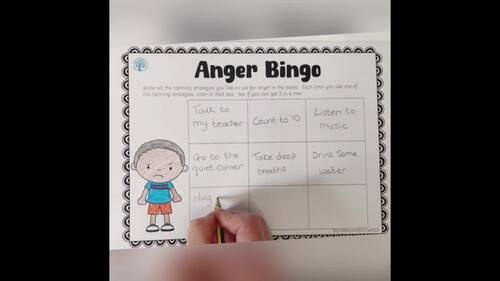 Anger Bingo for Calming Strategies by SEN Resource Source | TPT