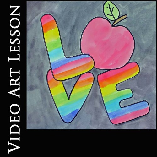 RAINBOW LOVE SIGN WITH APPLE | Directed Drawing & Painting Art Project