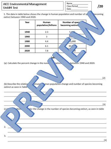 Managing Ecosystems and Biodiversity TEST AICE Environmental Management