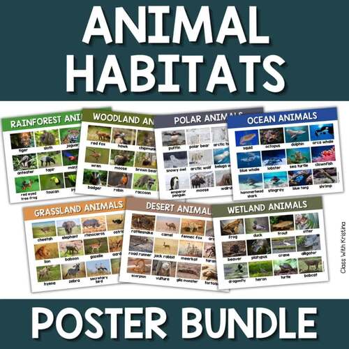 Animal Habitat Posters Anchor Charts | Biomes 2nd Grade Science Mini ...
