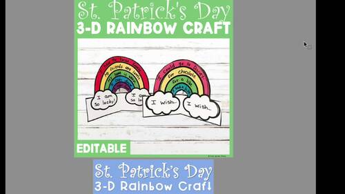 St. Patrick's Day 3-D Writing Craft- Editable SEL Craft by First Grade ...
