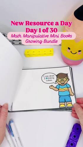 GROWING BUNDLE Math Manipulative Mini Books Kinder Math Skills Year ...