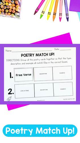 Poetry Activities! Poetry Match Up, Poetry Graphic Organizer, Poetry ...