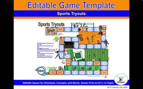 Editable Phonics Game Template | Sports Theme | Sports Tryouts | TPT