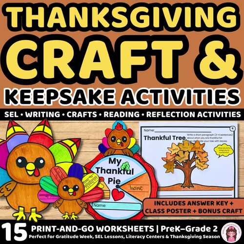 Thanksgiving Craft & SEL Writing Pack | Gratitude Activities Grades 1–3