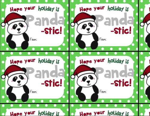 Cute Panda Christmas/ Winter Holiday Gift Tag- Hope your holiday is ...