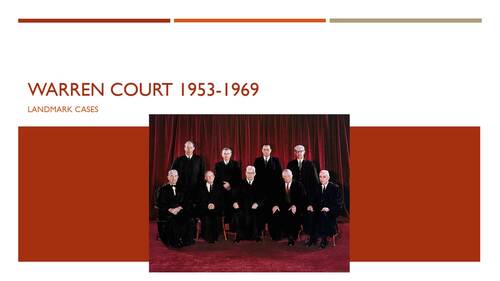 Warren Court Landmark Cases Lesson SCOTUS Activity US History Civics ...
