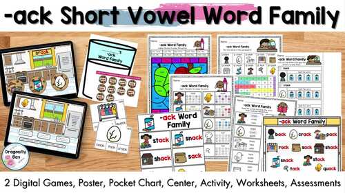 ack Word Family Blending and Spelling Printables and Digital Phonics ...