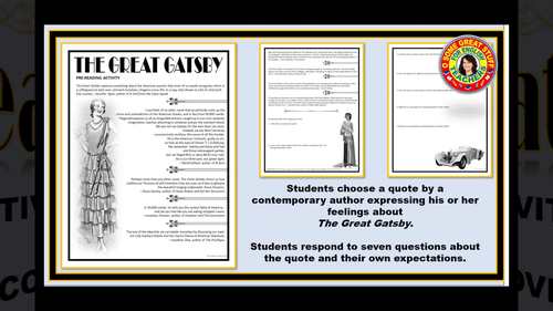 The Great Gatsby - Pre-Reading Activity and Printable Poster or Packet ...