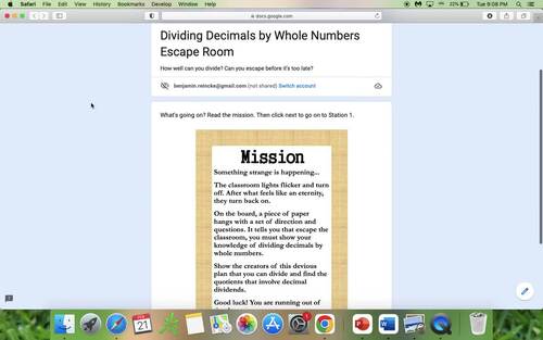 Dividing Decimals by Whole Numbers Escape Room (Digital or Paper)