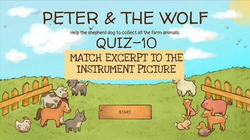 Peter & The Wolf Virtual Quiz Game- 10 Q's- Match Excerpt to Instrument ...