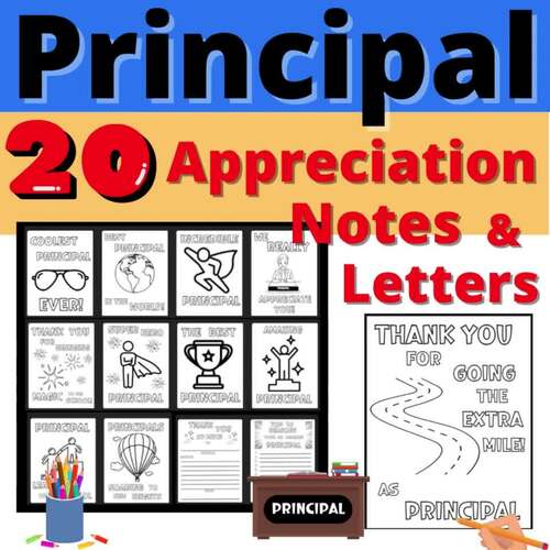 Principal Appreciation Thank You Cards Notes Letters Activity | TPT