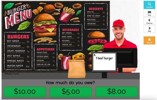 Fast Food Menu Addition: Adding Up to $10 | Boom Cards by ABA Learning ...