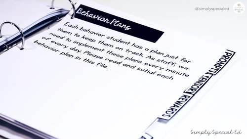 Paraprofessional Binder for the Special Education Classroom | Para Binder