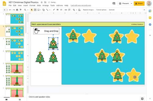 Christmas Digital Phonics Click and Drag Practice by Brittany Washburn