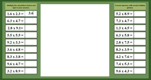 Digital Pixel Art NO PREP - Decimal Multiplication Google Sheets