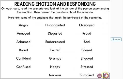 Identifying Feelings and Emotions Social Situations Worksheets + BOOM CARDS