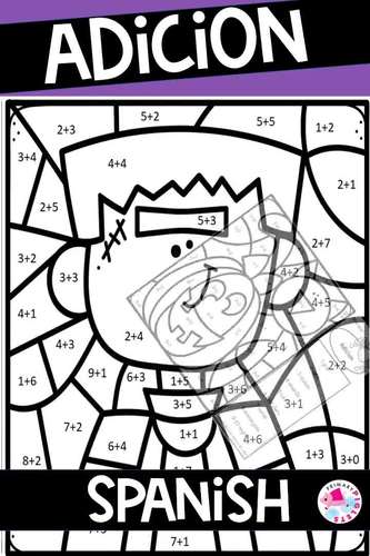 Spanish Halloween Color by Number Code Addition to 10 & 20 Math ...