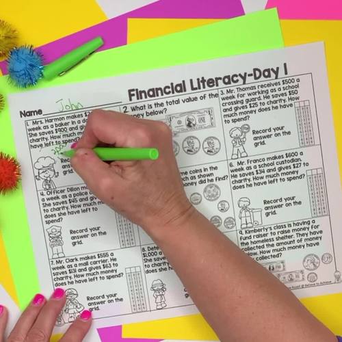 Personal Financial Literacy Worksheets | 3rd Grade | TPT