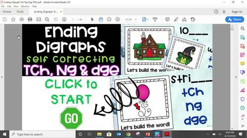 Ending Digraphs Tch, Ng & Dge - SELF Correcting PDF Digital Distance ...