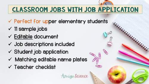 Back to School | Editable Classroom Jobs | Job Application | Classroom ...