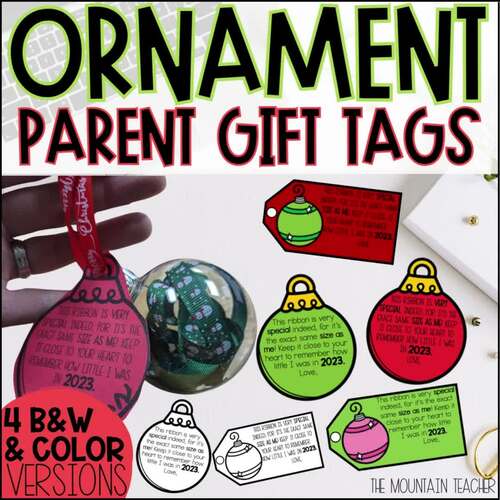 Ribbon Height Ornament Poem and Gift Tag for Parents or Grandparents ...