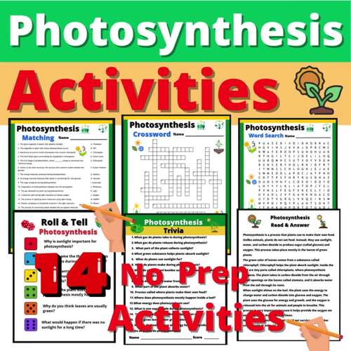 Photosynthesis Activities Packet Science Lessons Sub Plans Resources