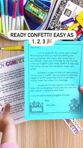 Ready Confetti Tag & Poem Welcome Back to First Day of School Letter to ...