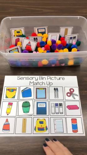Sensory Bin: School Supplies by MS Speech and Teach | TPT