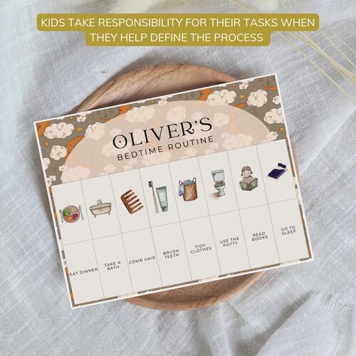 Editable Bedtime Routine Visual Schedule Autism Checklist Chart ...