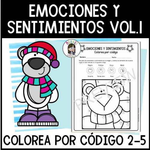 COLOREA POR CÓDIGO. EMOCIONES Y SENTIMIENTOS 2-5. EN ESPAÑOL. | TPT